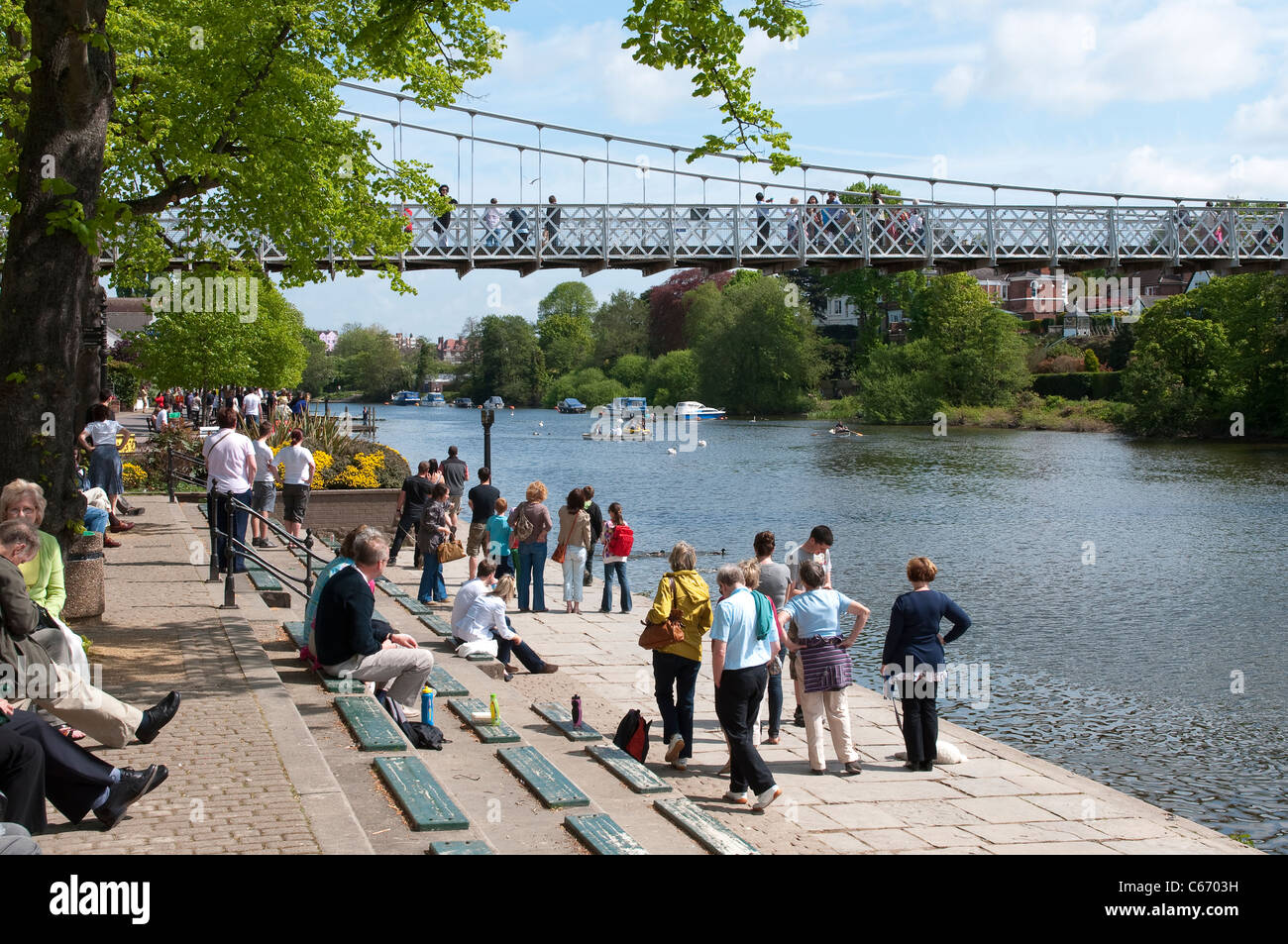 View of the beautiful River Dee in the city of Chester, Cheshire ...