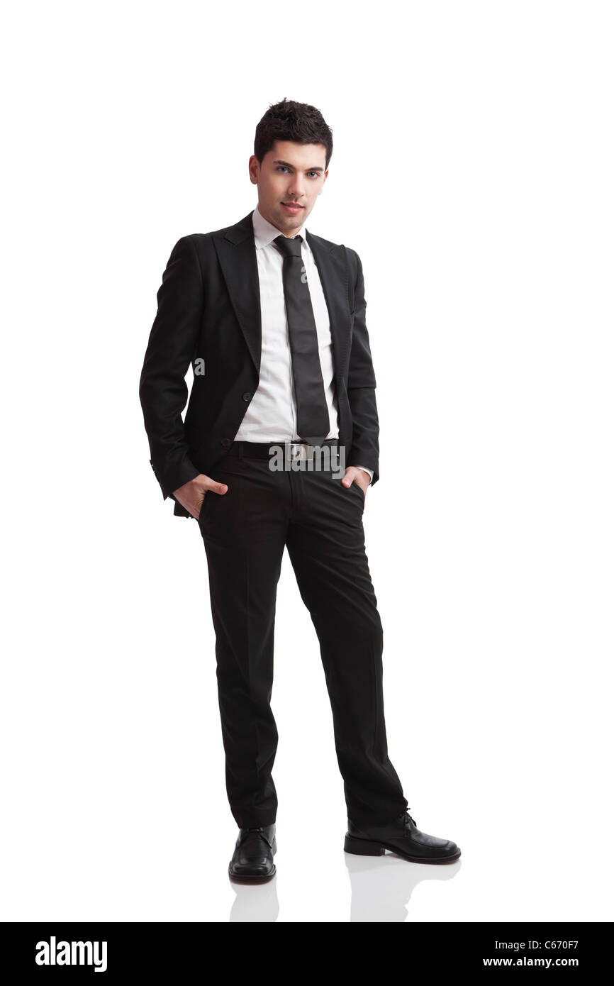 Studio portrait of a young businessman isolated over a white background ...