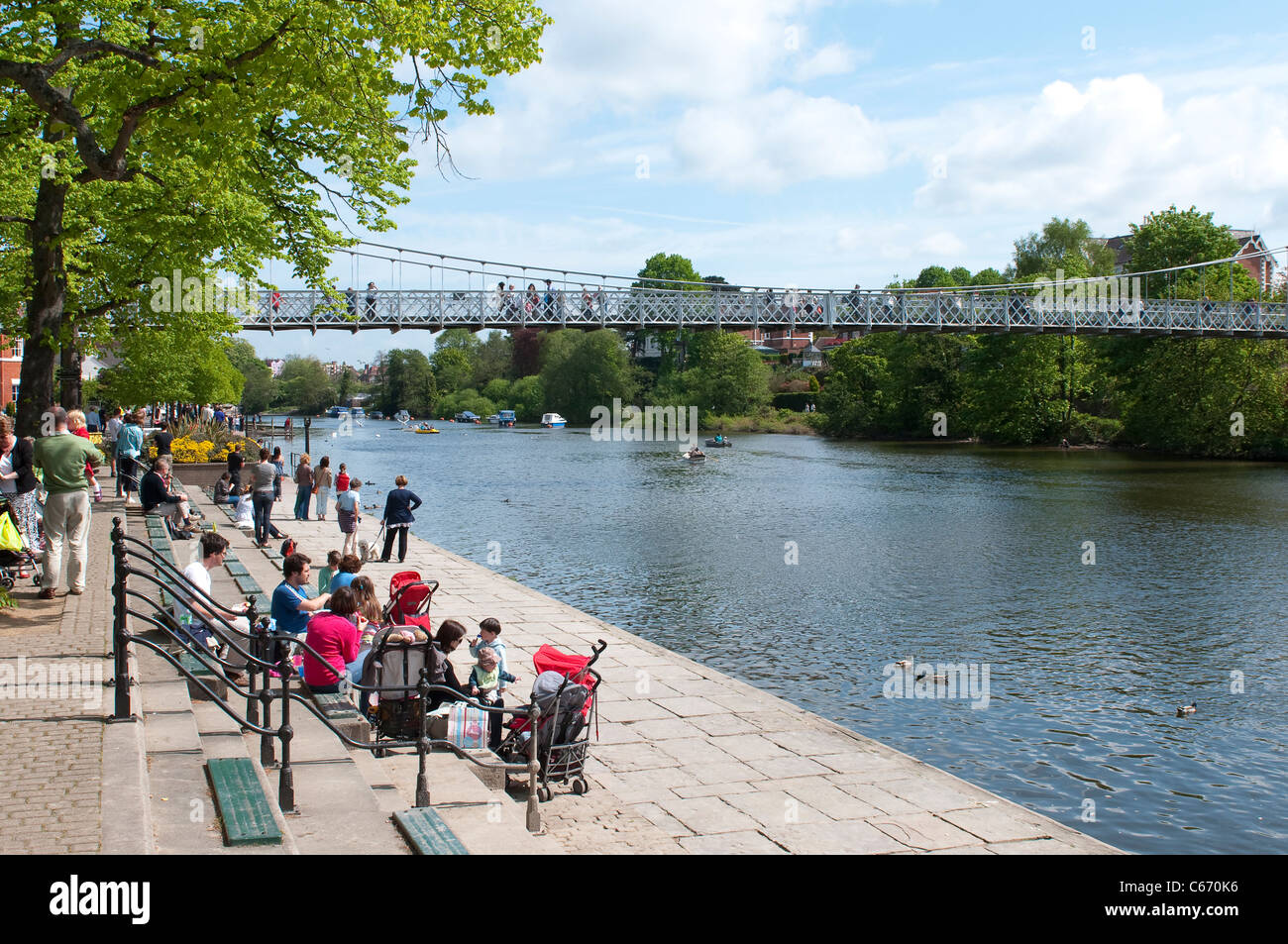 View of the beautiful River Dee in the city of Chester, Cheshire ...