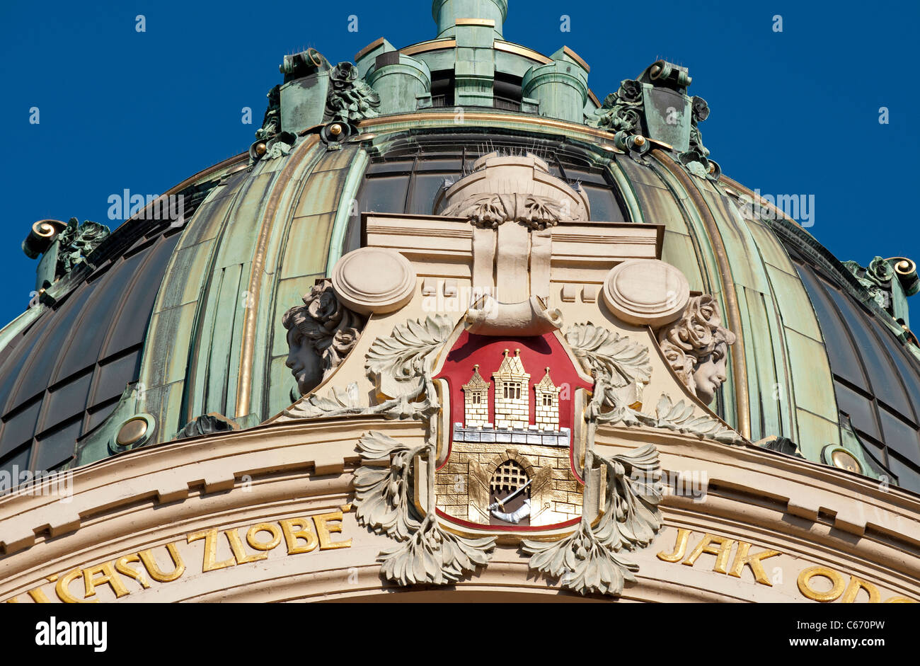 Prague - Municipal House - detail with symbol of Prague Stock Photo - Alamy