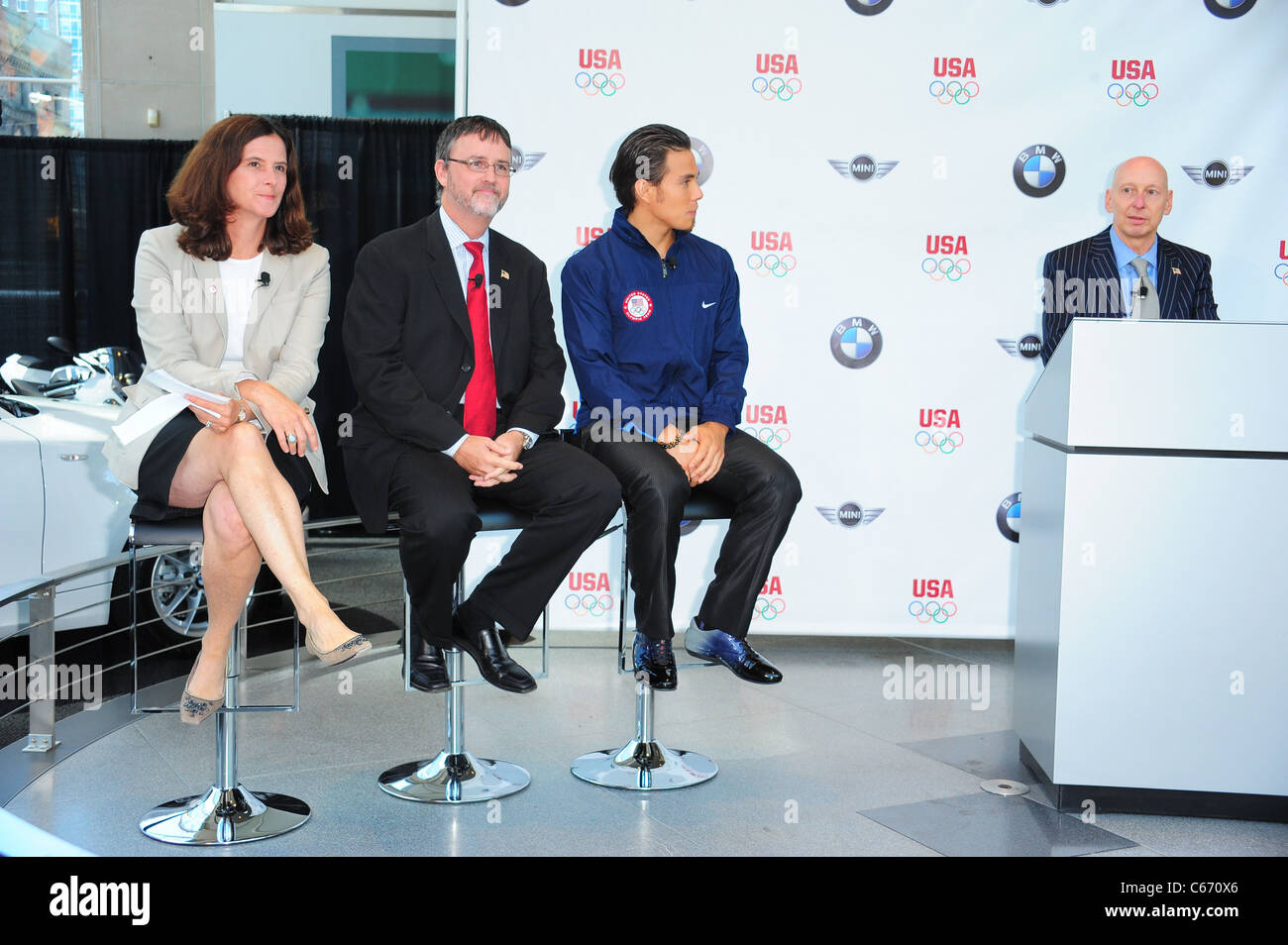 Lisa Baird, Jack Pitney, Apolo Anton Ohno, Guest at the press ...