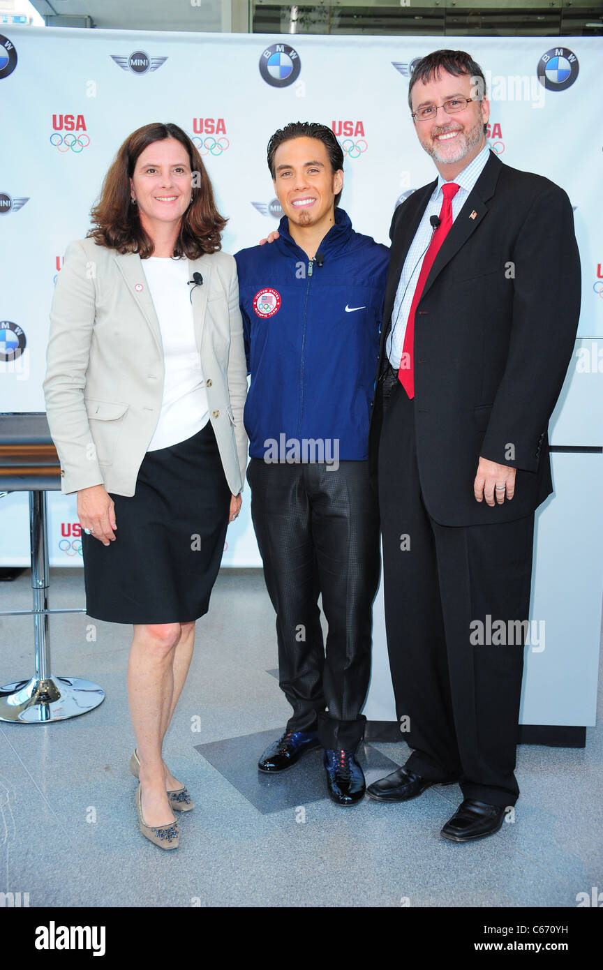 Lisa Baird, Apolo Anton Ohno, Jack Pitney at the press conference for ...