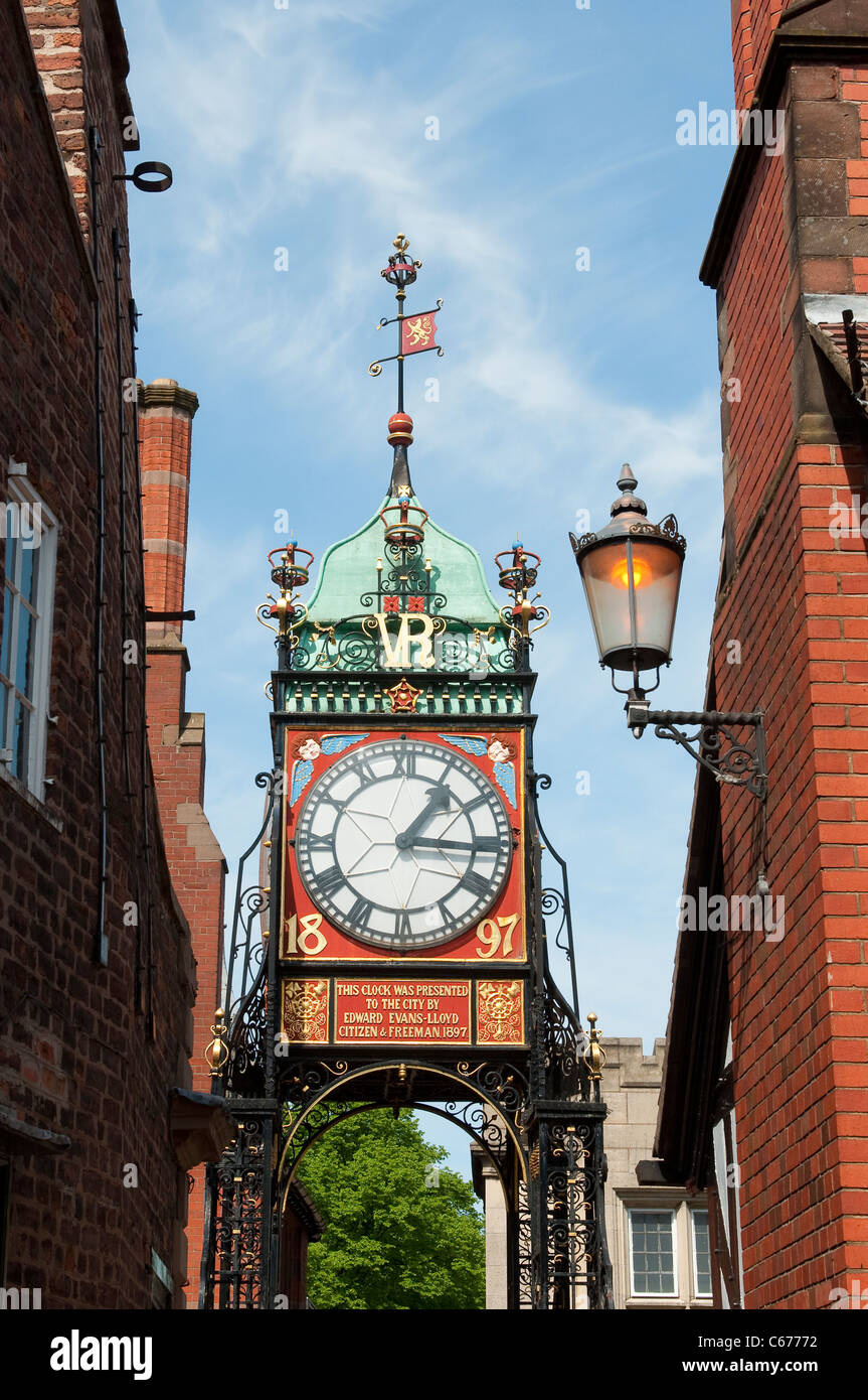 The well known Eastgate Clock in the City of Chester, Cheshire, England ...