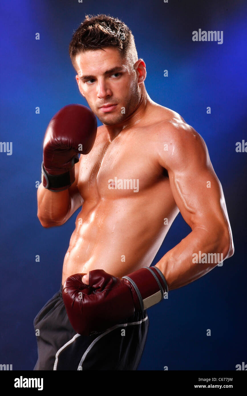 Action boxer in trining attitude Stock Photo - Alamy