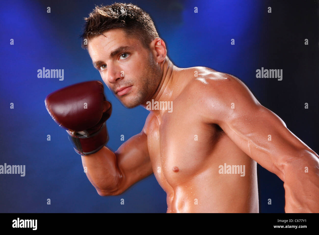 Action boxer in trining attitude Stock Photo - Alamy