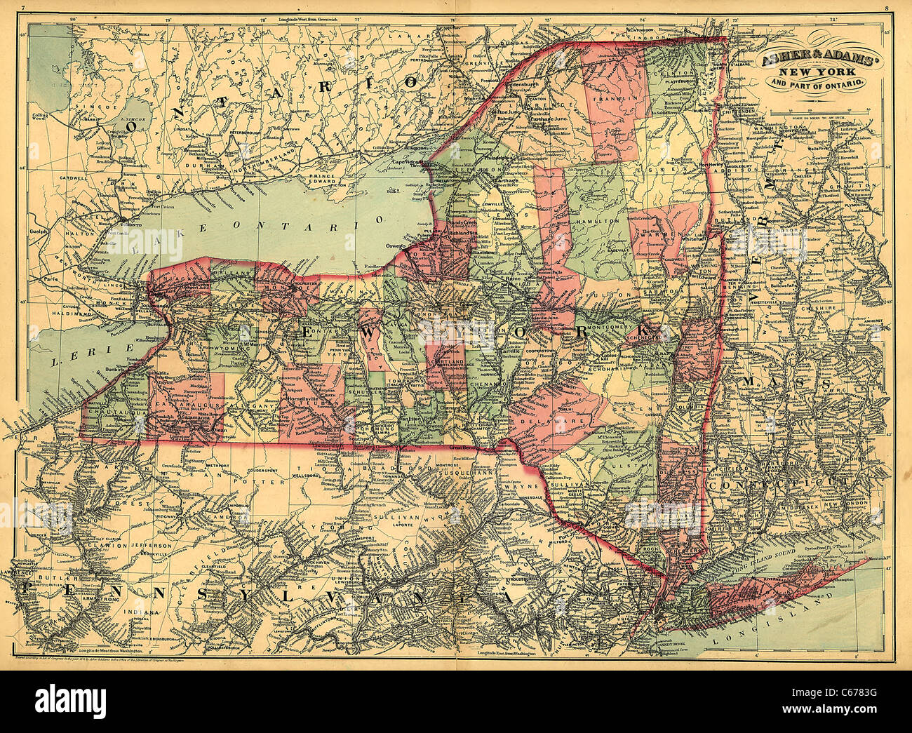 1871 Map of New York State - Vintage Antiquarian Map by Asher Stock ...