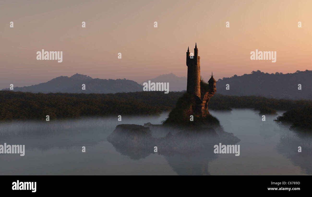 Wizards Tower at Sunrise Stock Photo - Alamy