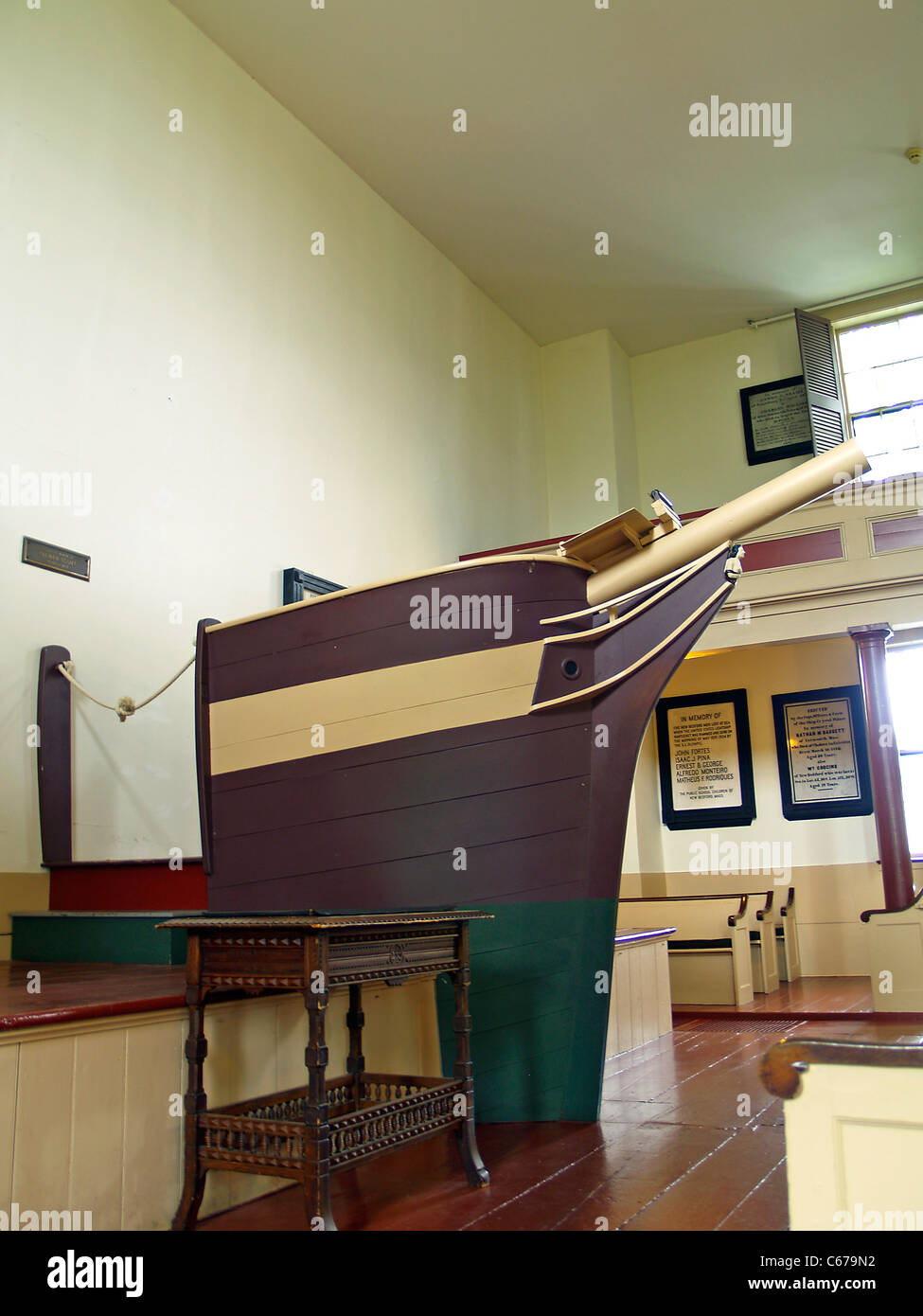 Ship's prow pulpit, Seaman's Bethel, New Bedford,Massachusetts Stock ...