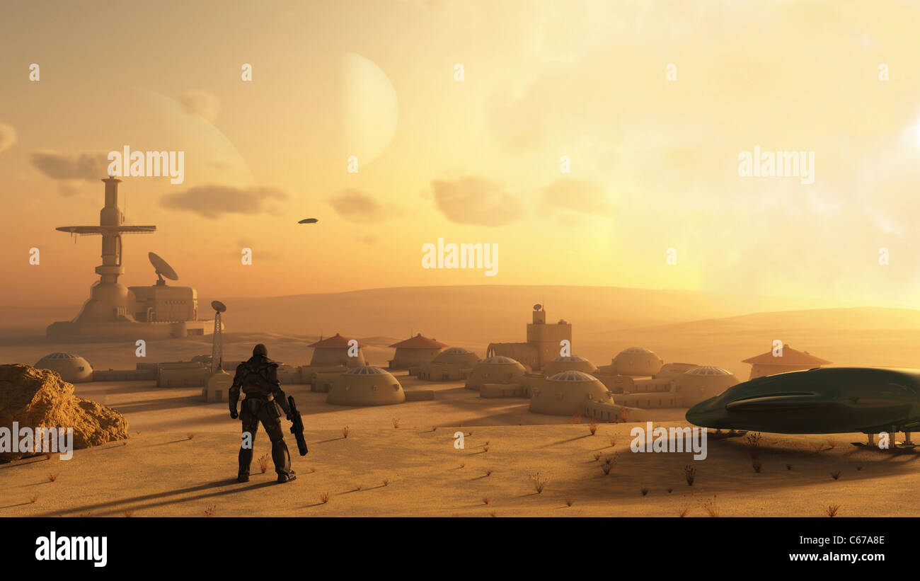 Desert Science Fiction Village Stock Photo - Alamy