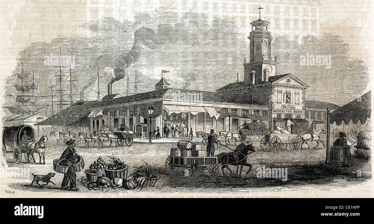 Representation of the famous Washington market, New York City Stock ...