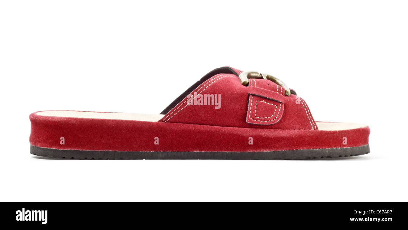 single red slipper isolated on white background Stock Photo - Alamy
