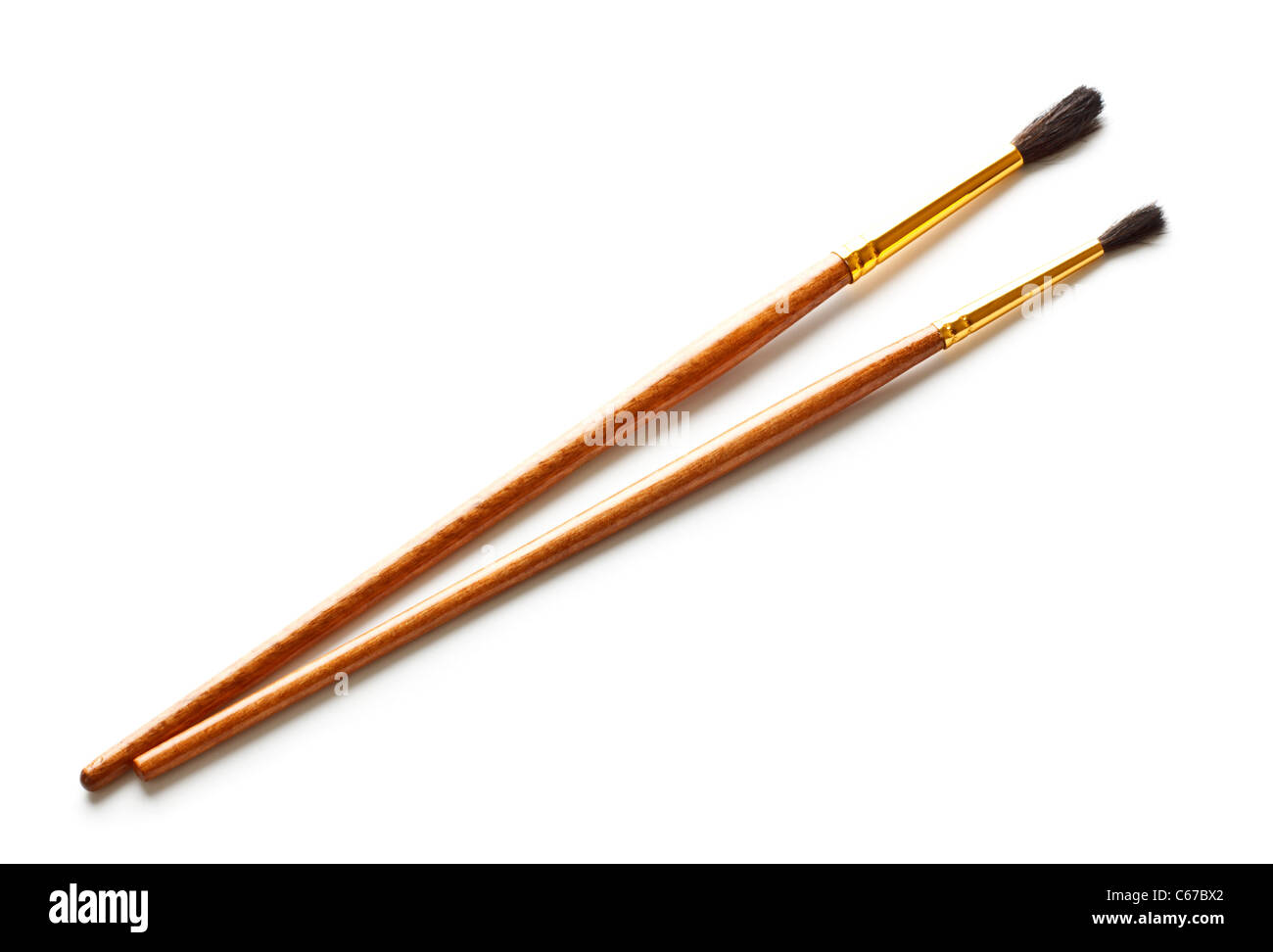 two paint brushes isolated on white background Stock Photo - Alamy