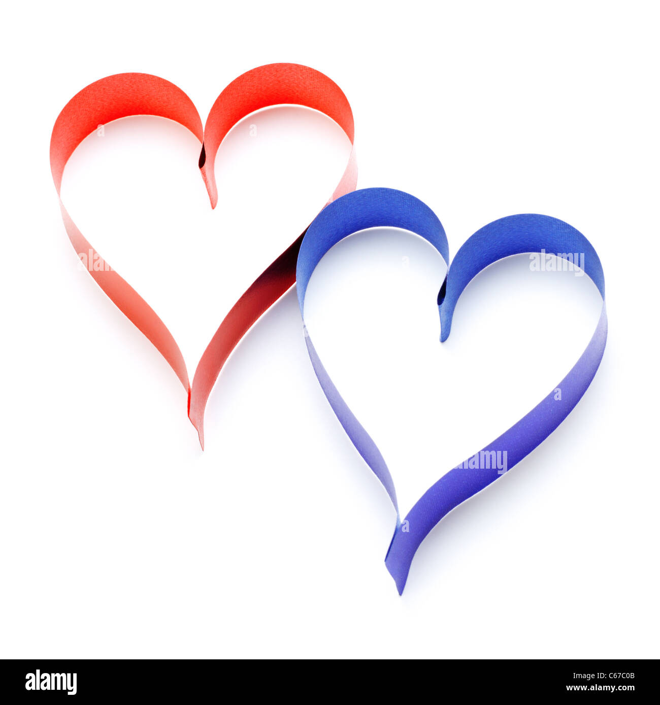 two heart shaped ribbons isolated on white Stock Photo - Alamy