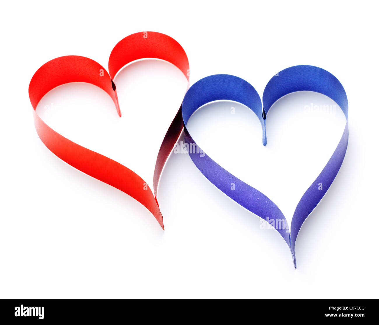 two heart shaped ribbons isolated on white Stock Photo - Alamy