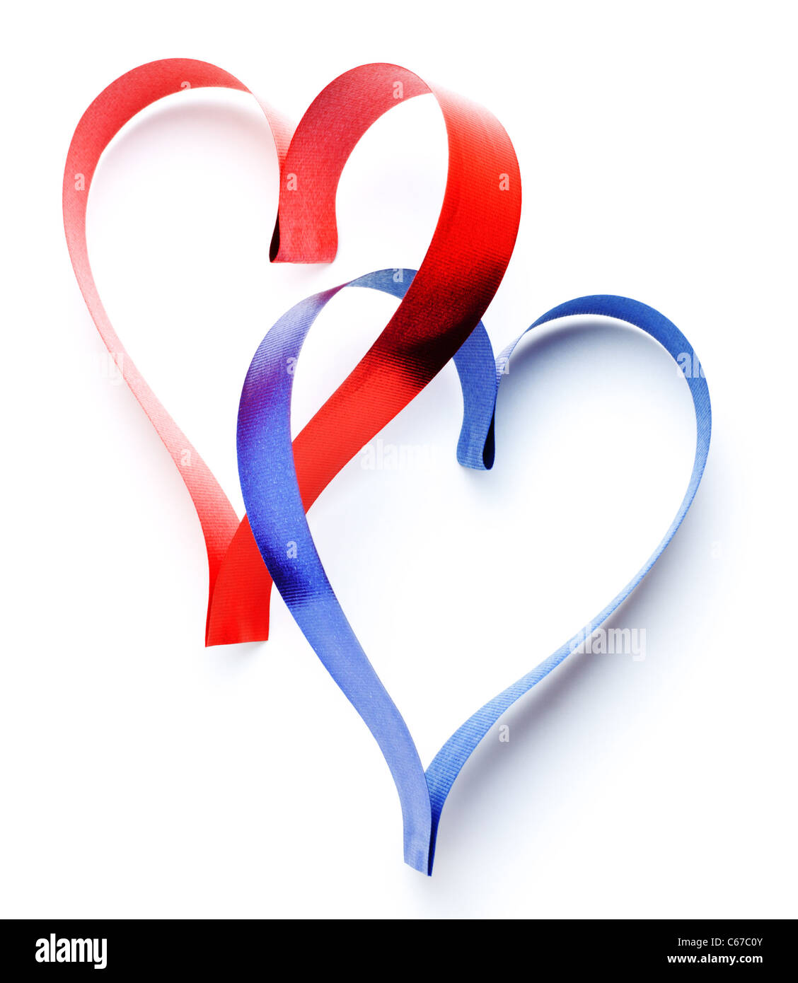 Ribbons shaped as hearts on white, valentines day concept Stock Photo ...