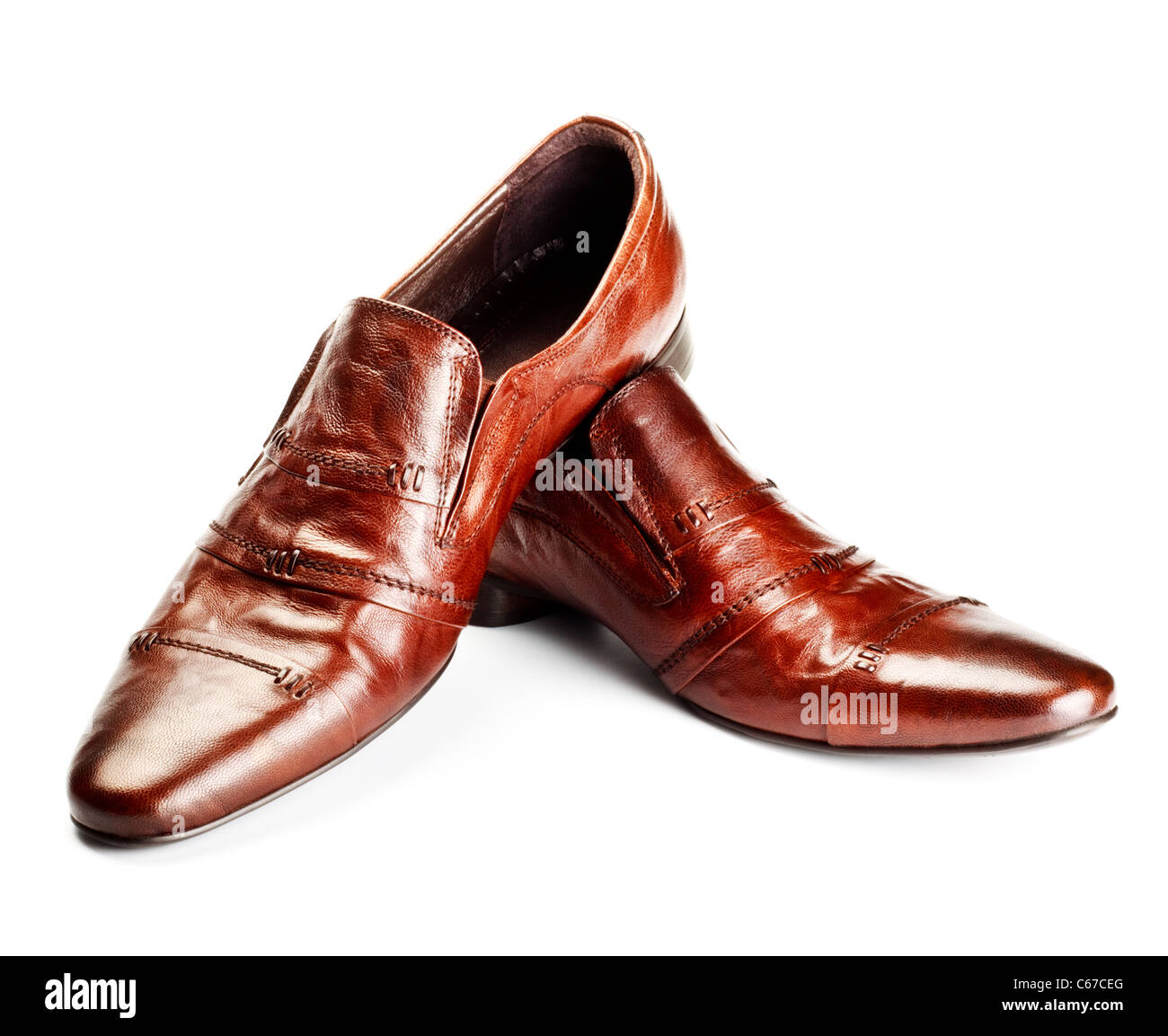 brown shoes pair isolated on white background Stock Photo - Alamy