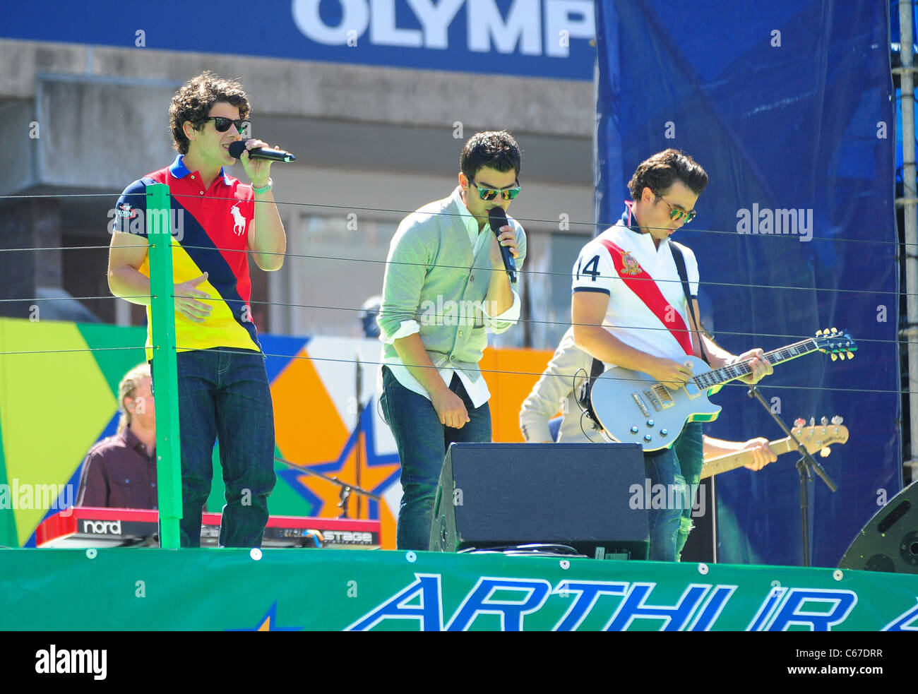 The Jonas Brothers at a public appearance for 2010 Arthur Ashe Kids Day ...