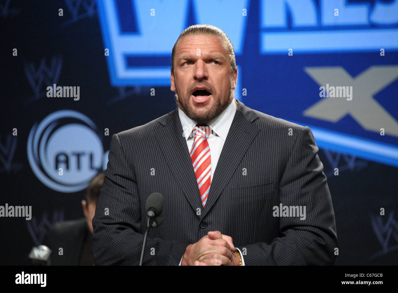 Triple H in attendance for WRESTLEMANIA XXVII Press Conference, Hard ...
