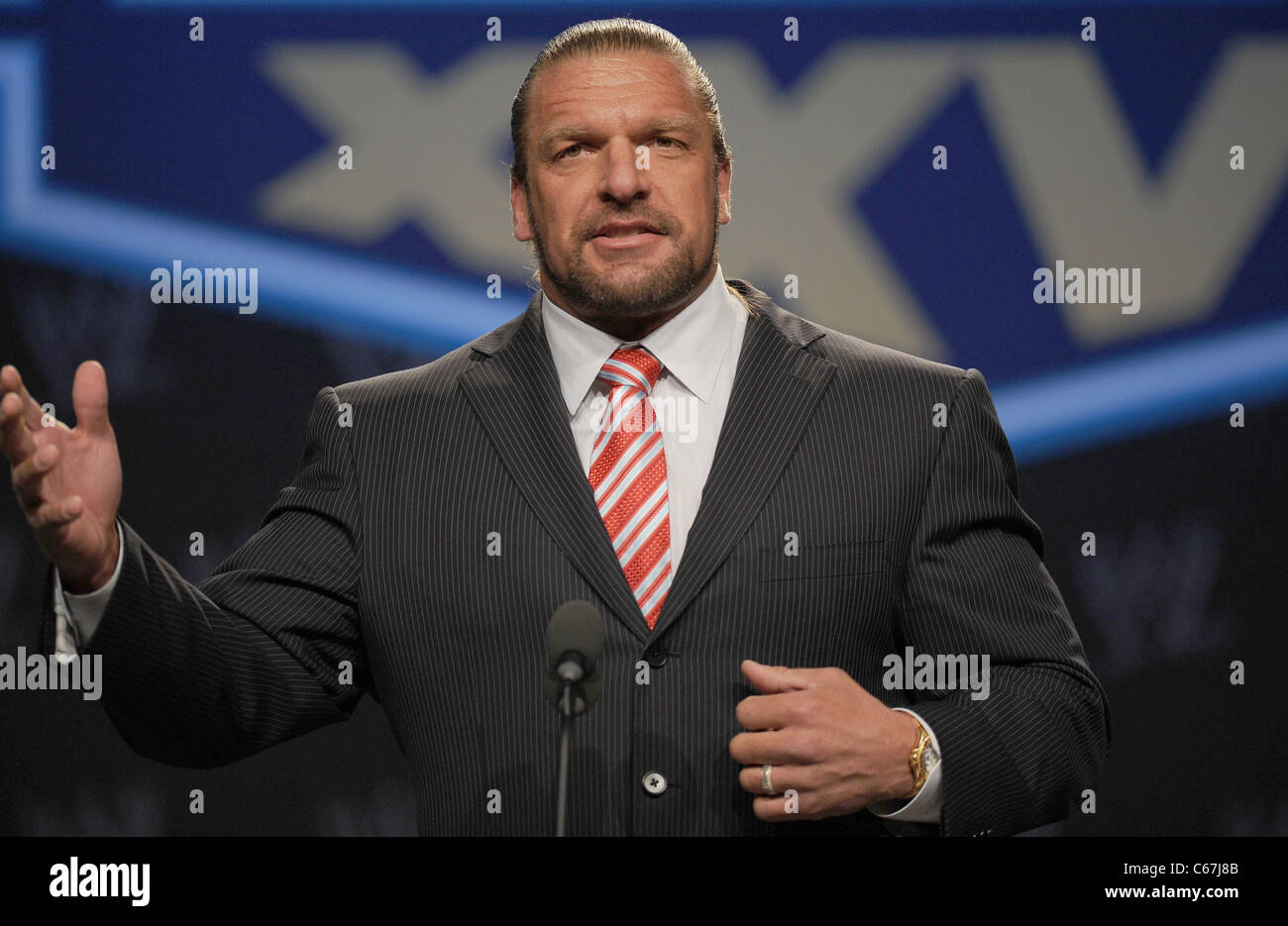 Triple H in attendance for WRESTLEMANIA XXVII Press Conference, Hard ...
