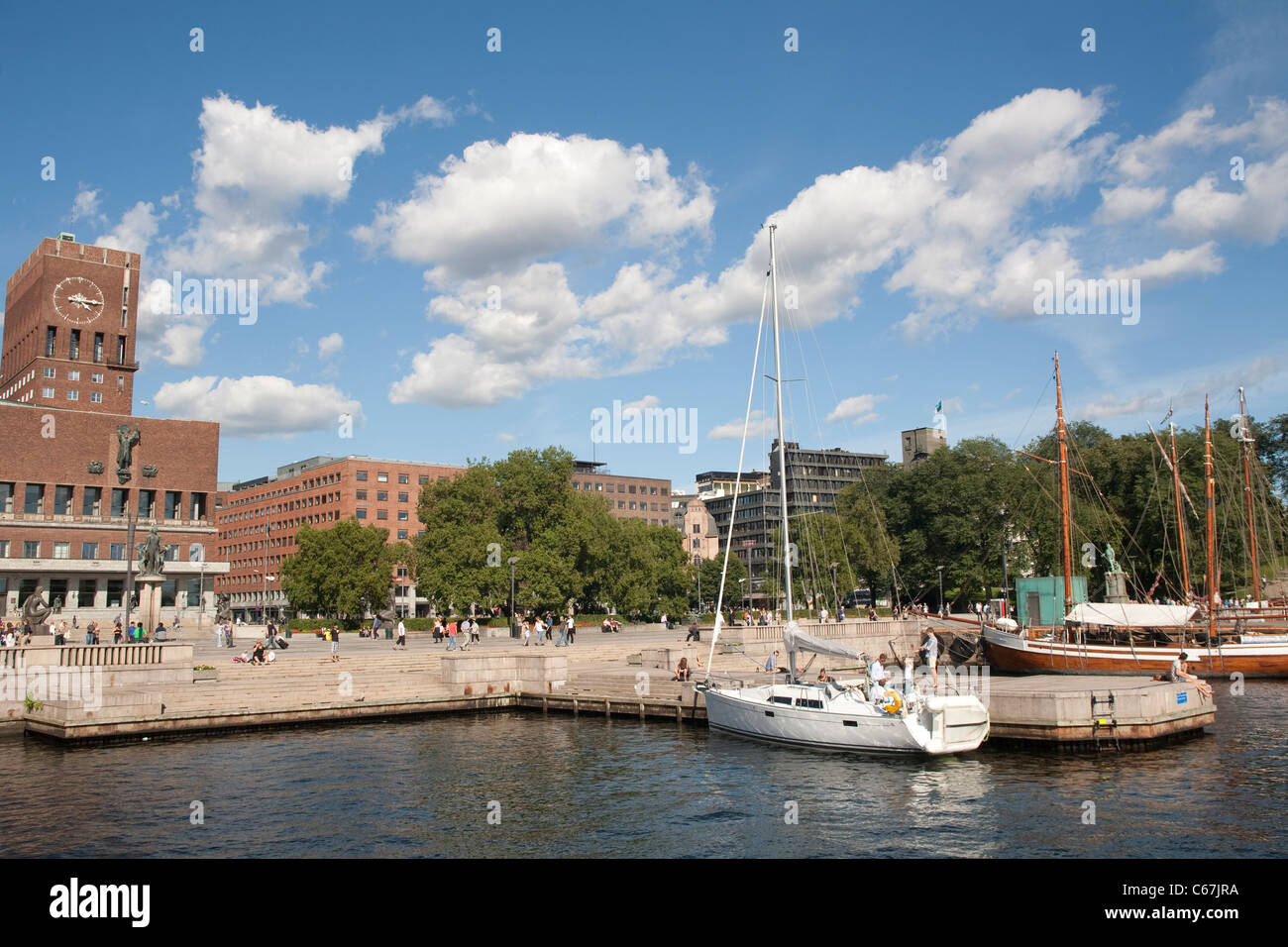 Behind Oslo Harbour Oslo City Hall, Rådhusplassen, Oslo, Norway. Photo ...