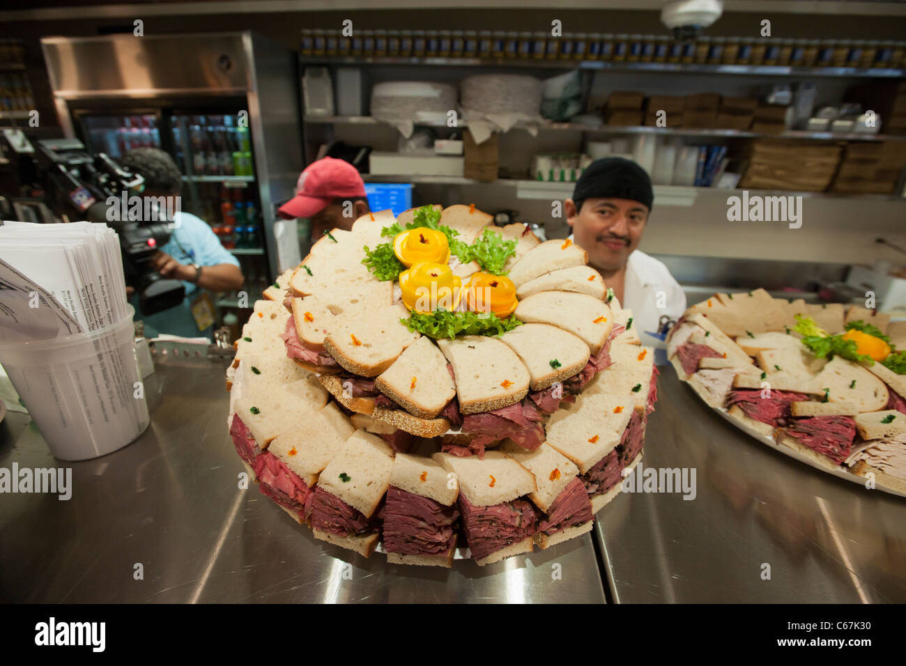 Countermen at work at the grand opening of the famed 2nd Avenue Deli ...