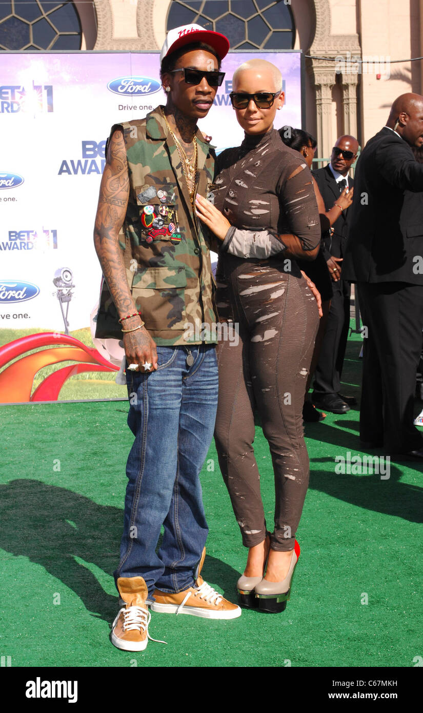 Wiz Khalifa, Amber Rose at arrivals for 2011 BET Awards, Shrine ...