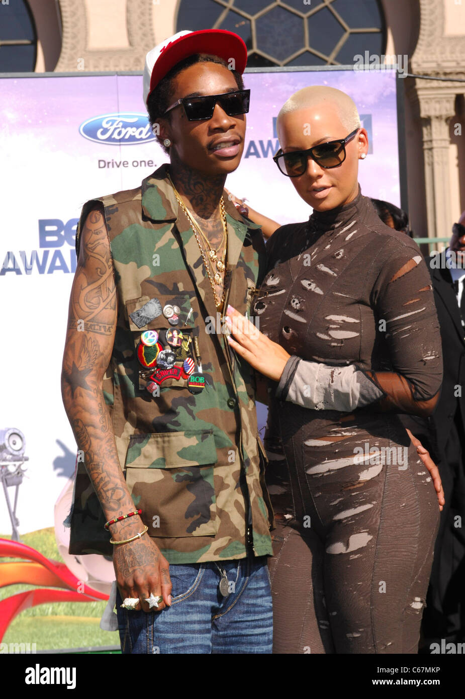 Wiz Khalifa, Amber Rose at arrivals for 2011 BET Awards, Shrine ...