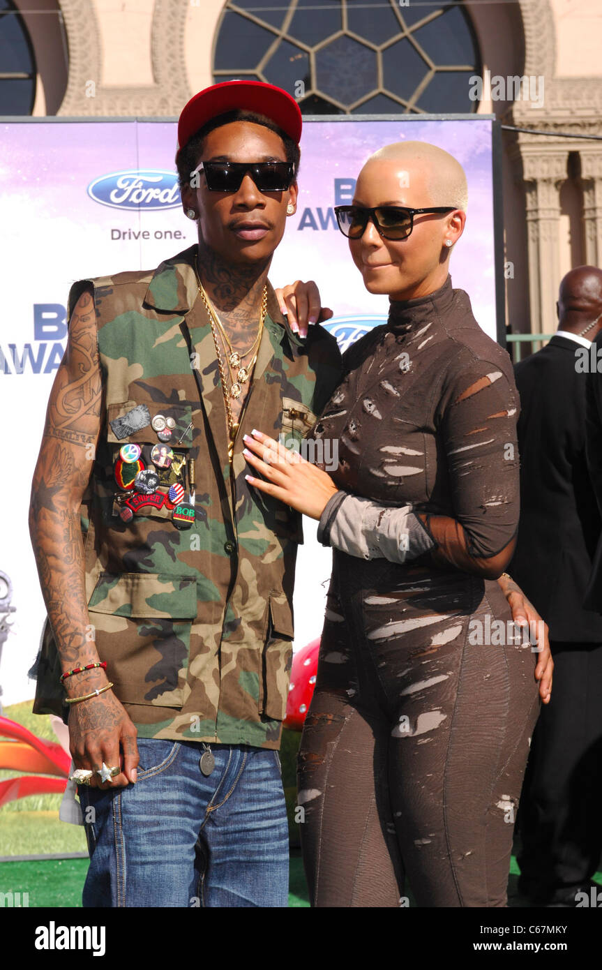 Wiz Khalifa, Amber Rose at arrivals for 2011 BET Awards, Shrine ...