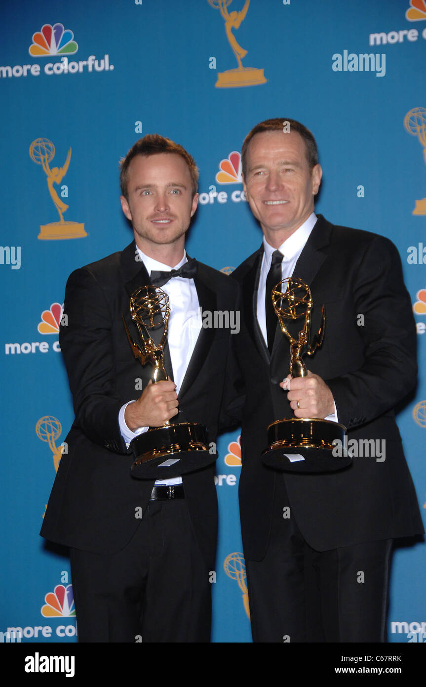 Aaron Paul, Bryan Cranston in the press room for Academy of Television ...