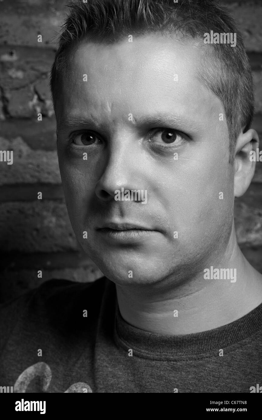 Man face close up model Black and White Stock Photos & Images - Alamy