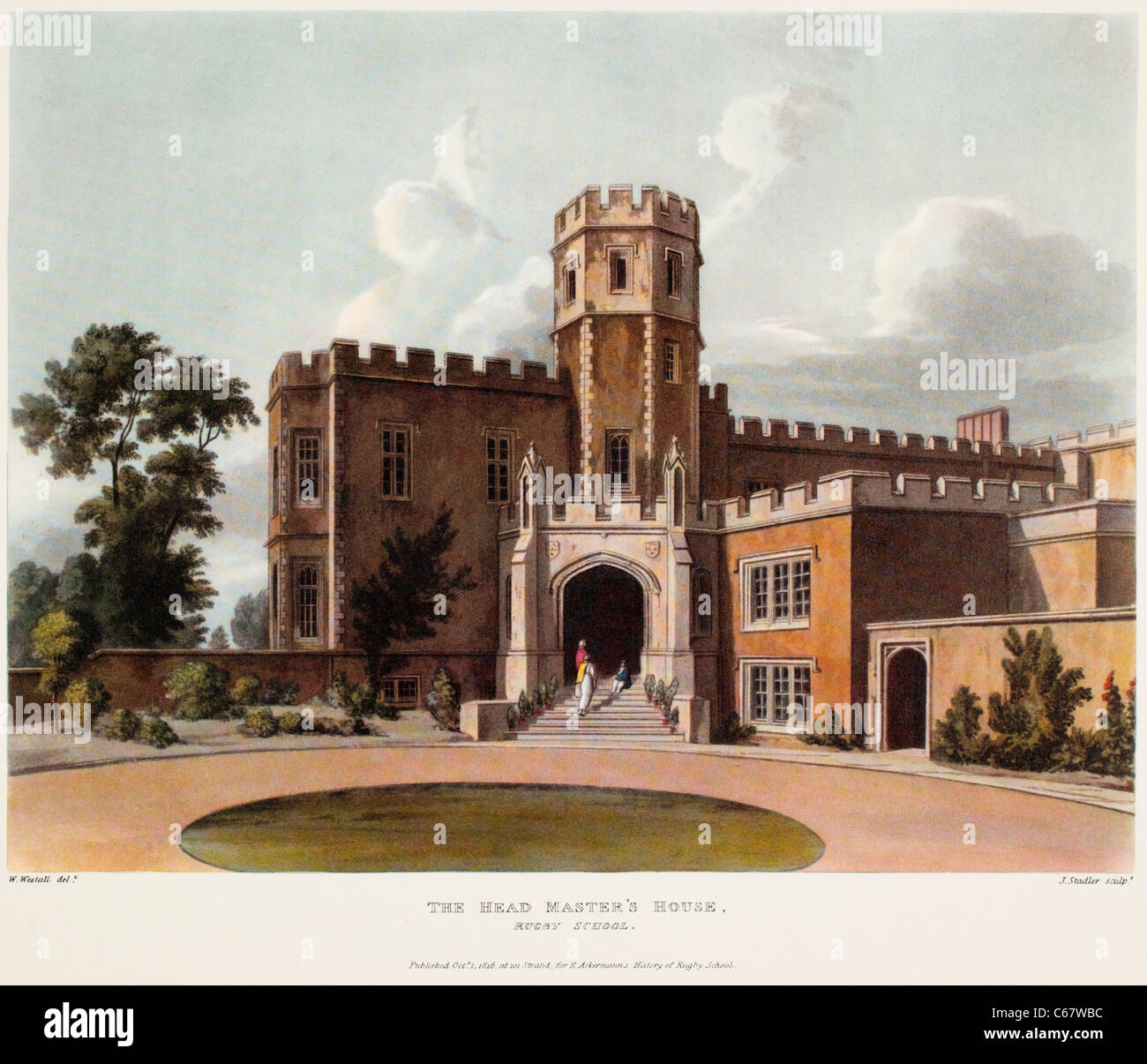 Rugby School, England, in 1816. From Ackerman's History of Rugby School ...