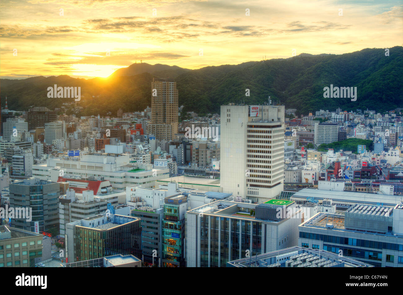Kobe, Japan downtown cityscape and mountains at sunset Stock Photo - Alamy