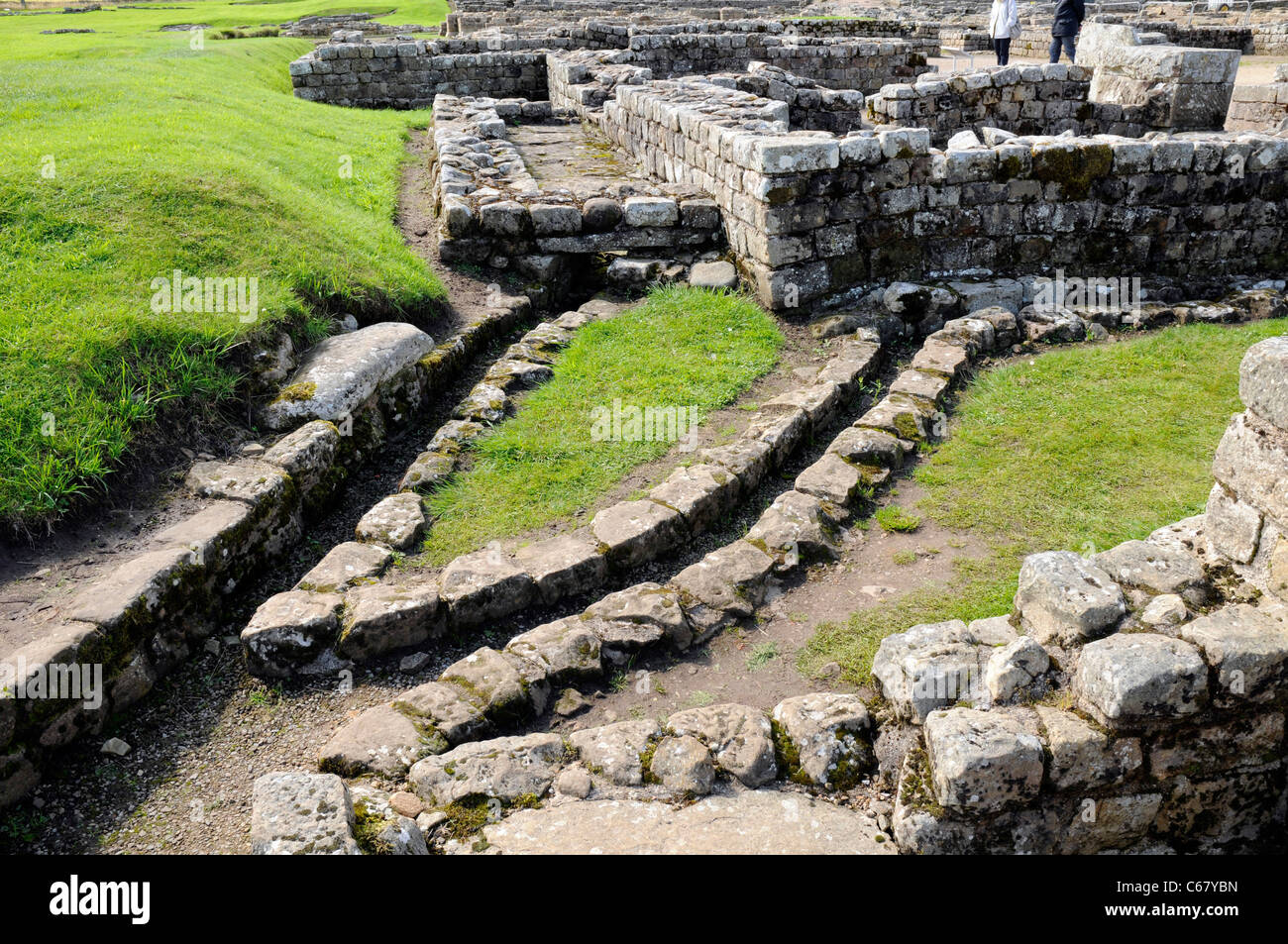 Roman drains, in the Roman fort of Vindolanda, near Hadrian's Wall, UK ...