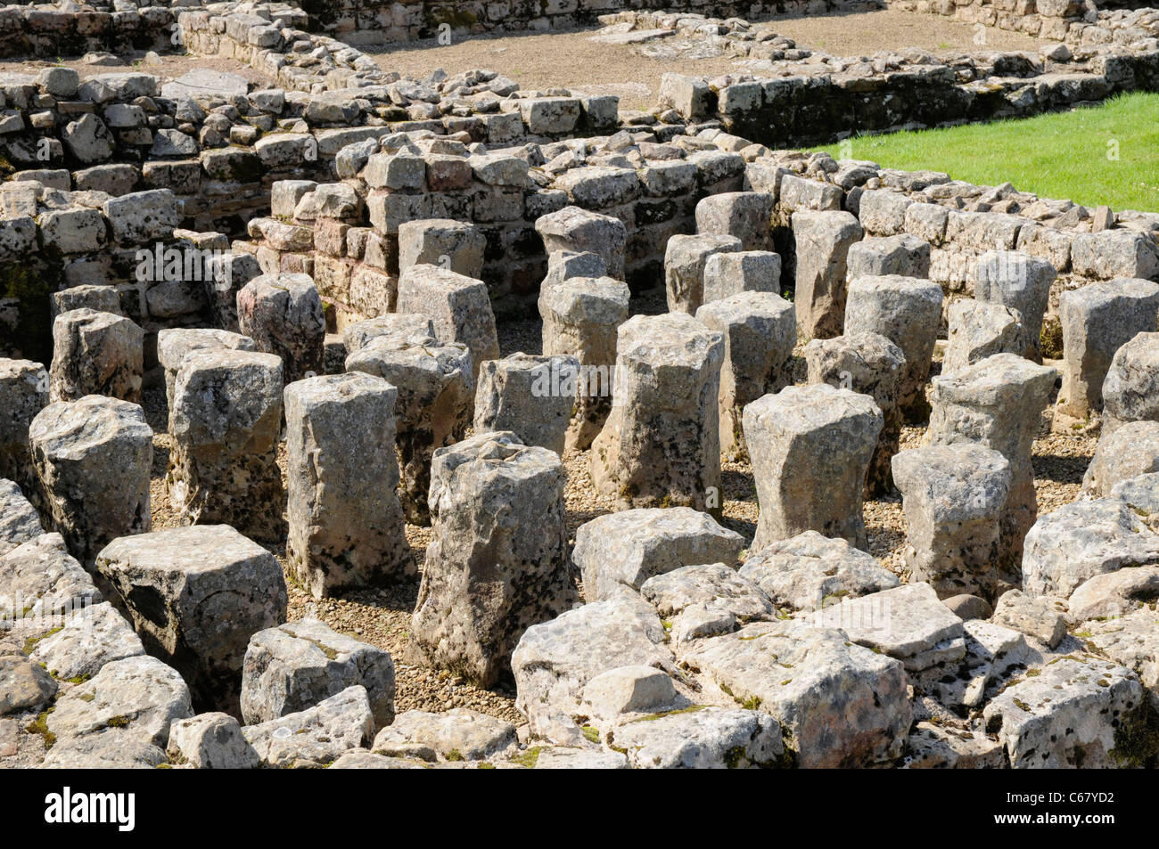 Hypocaust in praetorium, Vindolanda Roman fort , near Hadrian's Wall ...