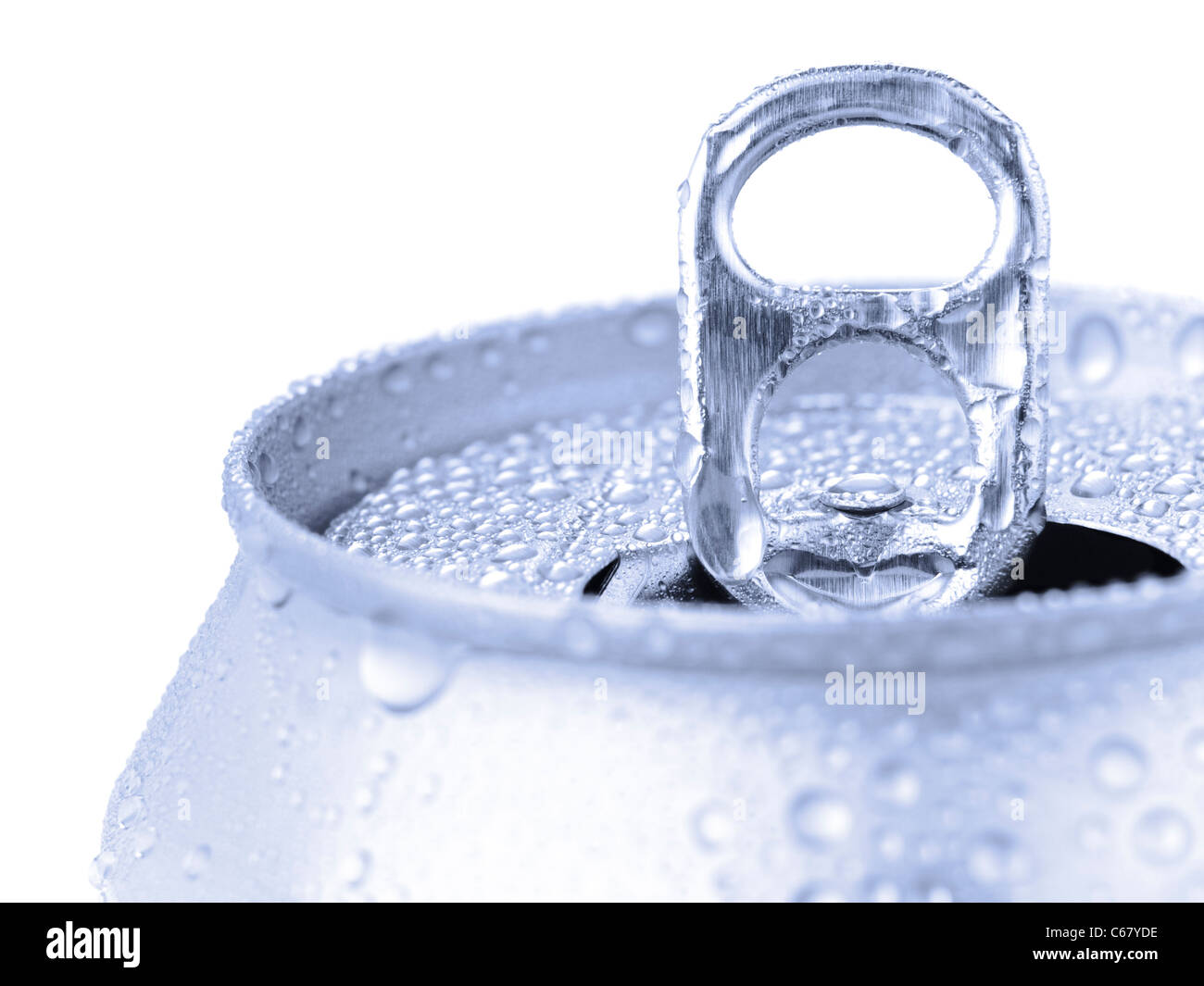 Close up view on a tin can with condensation. Isolated on white Stock ...