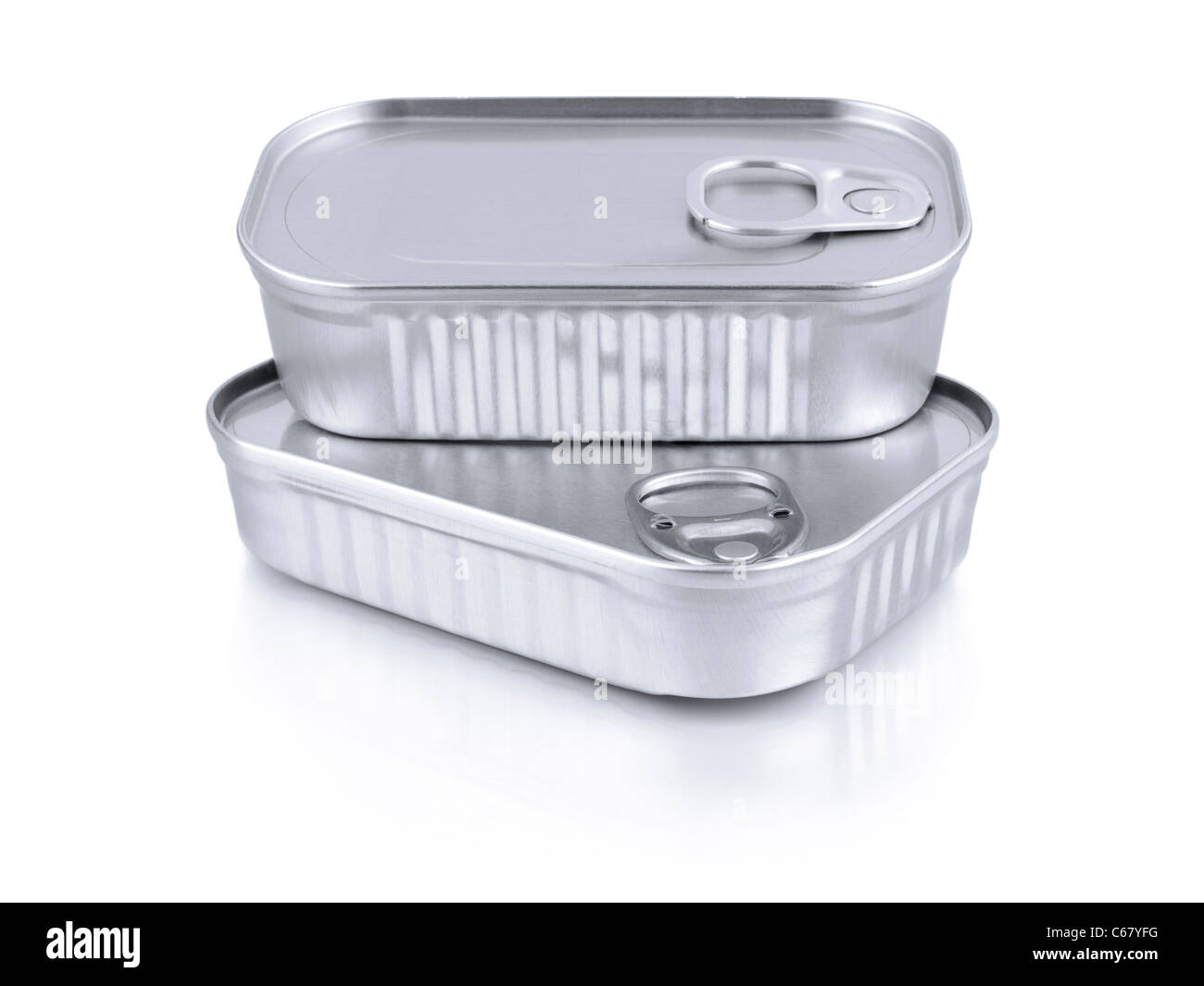 Two tin containers isolated on white Stock Photo - Alamy