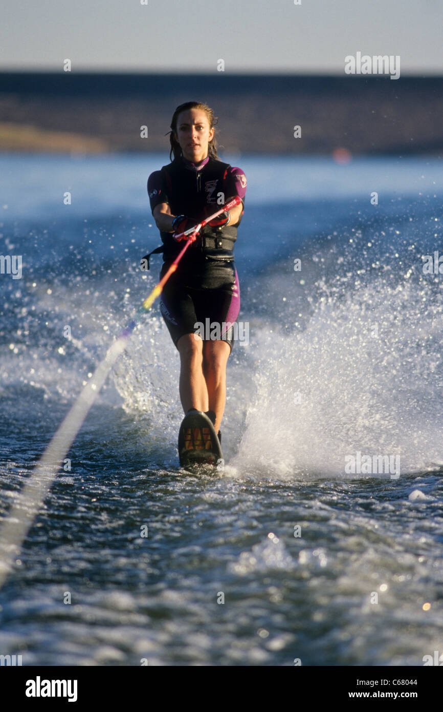 Young female water skier in action Stock Photo - Alamy