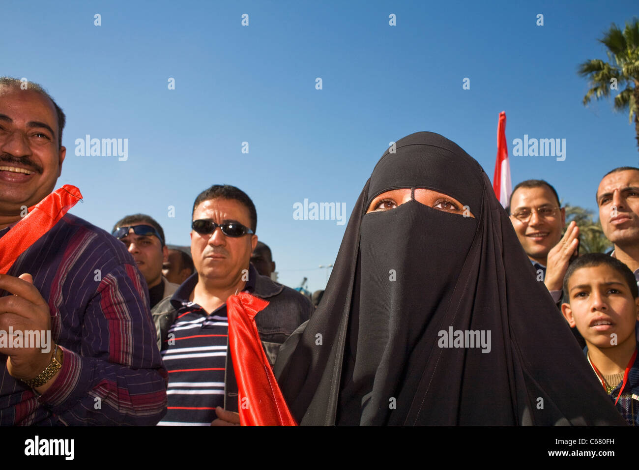 A Muslim woman attends the Day of Victory in Tahrir Square on Feb.18 ...
