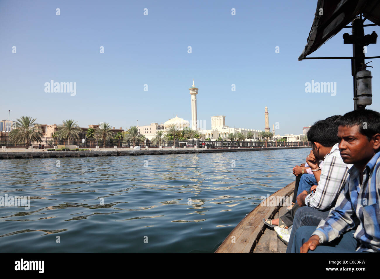 Crossing the Dubai Creek in a traditional Abra boat, Dubai, United Arab ...