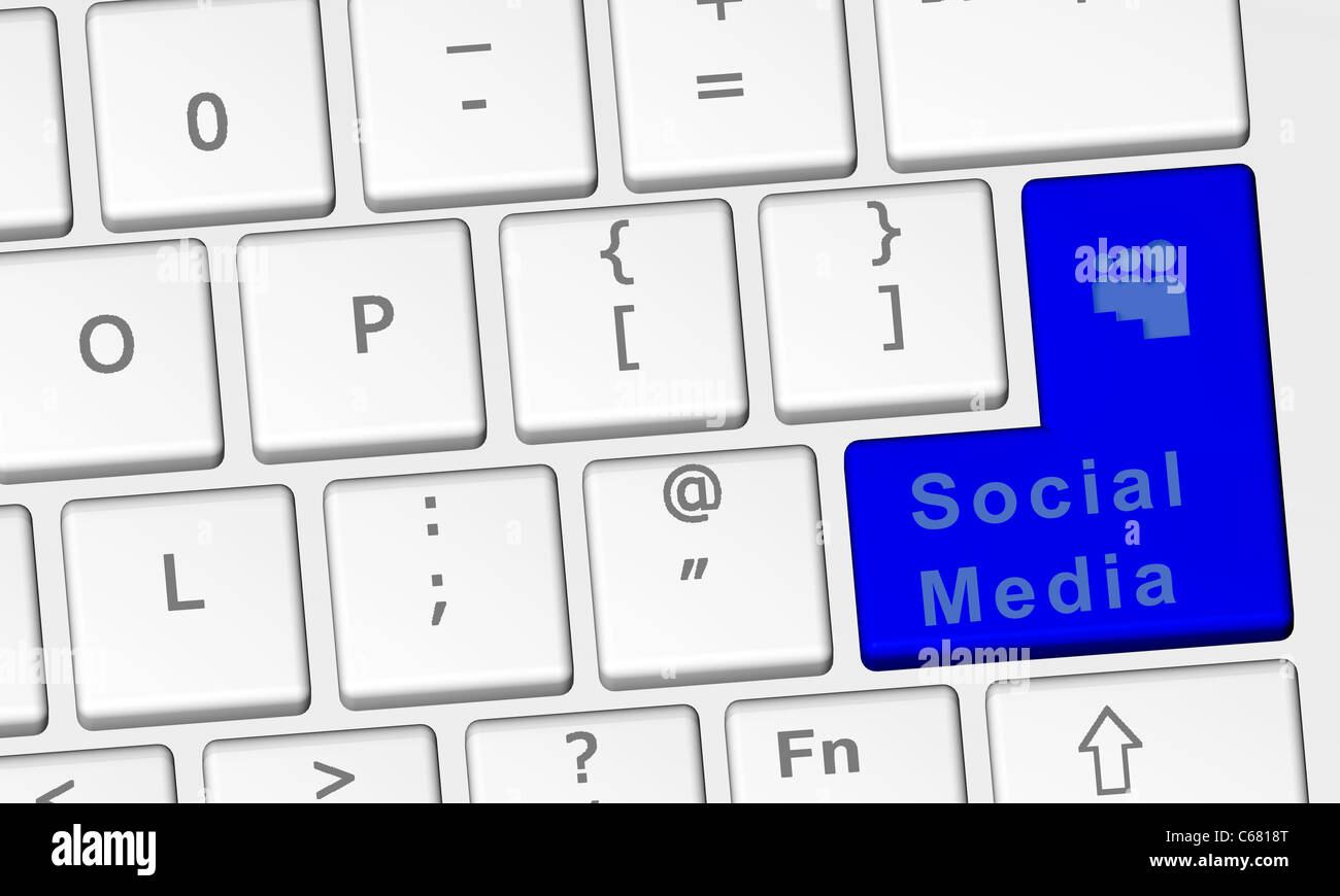 Keyboard with social media word inside a red key Stock Photo - Alamy