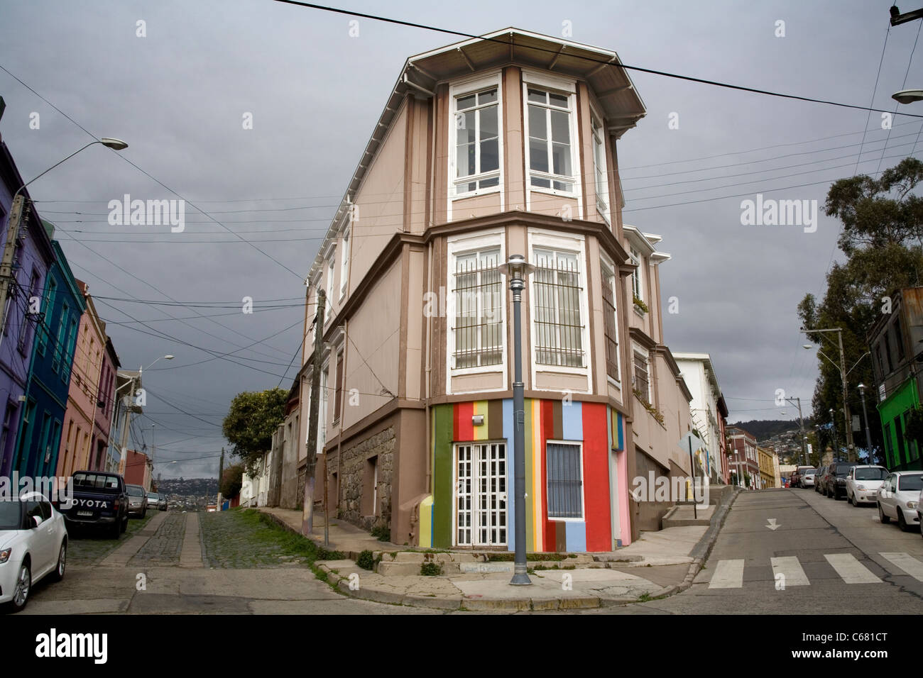 Typical "Barco" building in Valparaiso Chile Stock Photo - Alamy