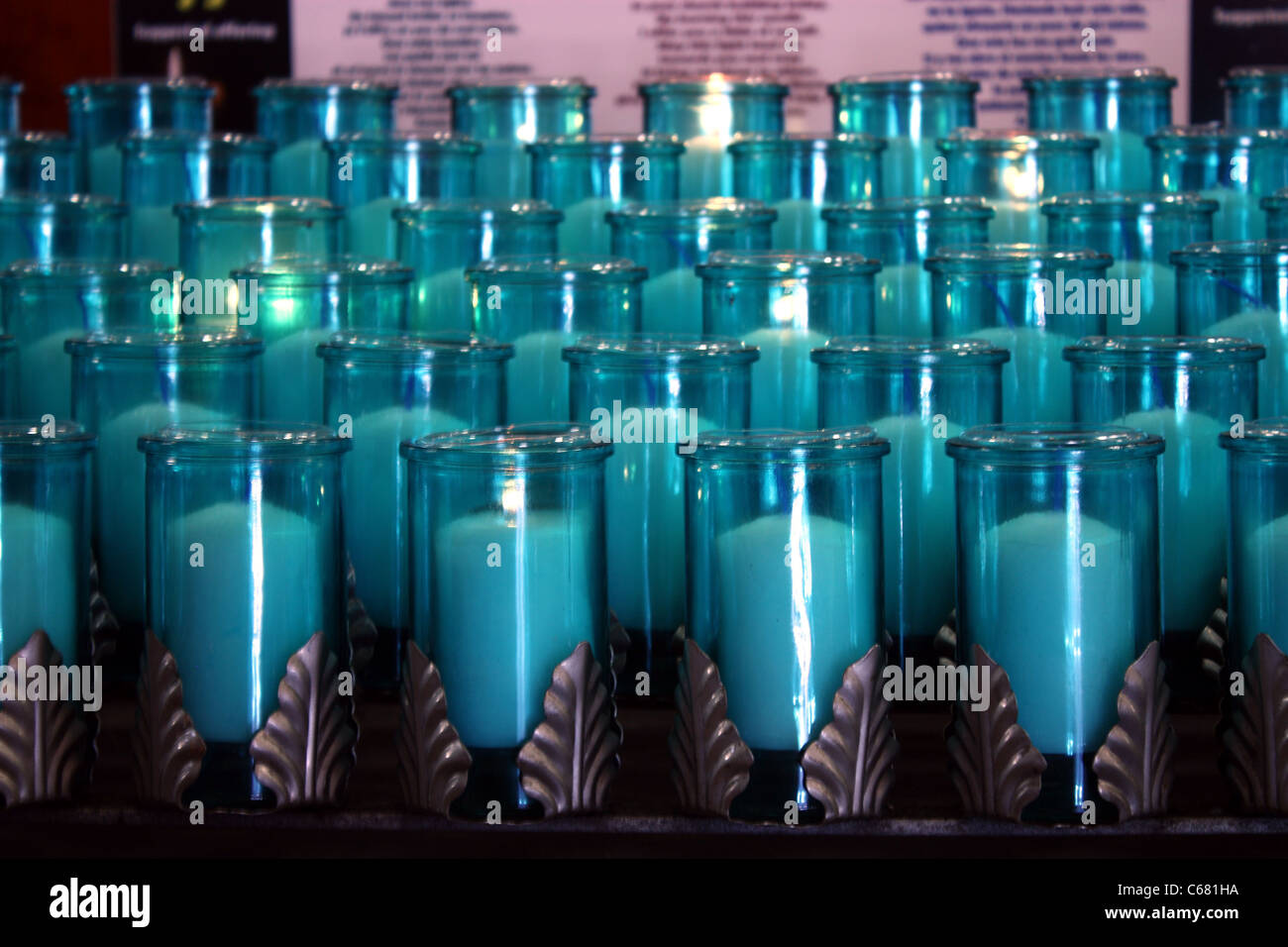 in transparent blue chandeliers Stock Photo - Alamy