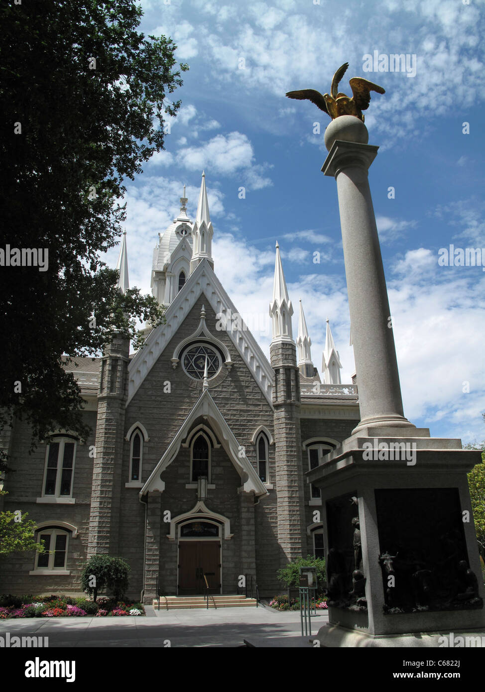 Front view of the Salt Lake Assembly Hall at Temple Square, Salt Lake ...