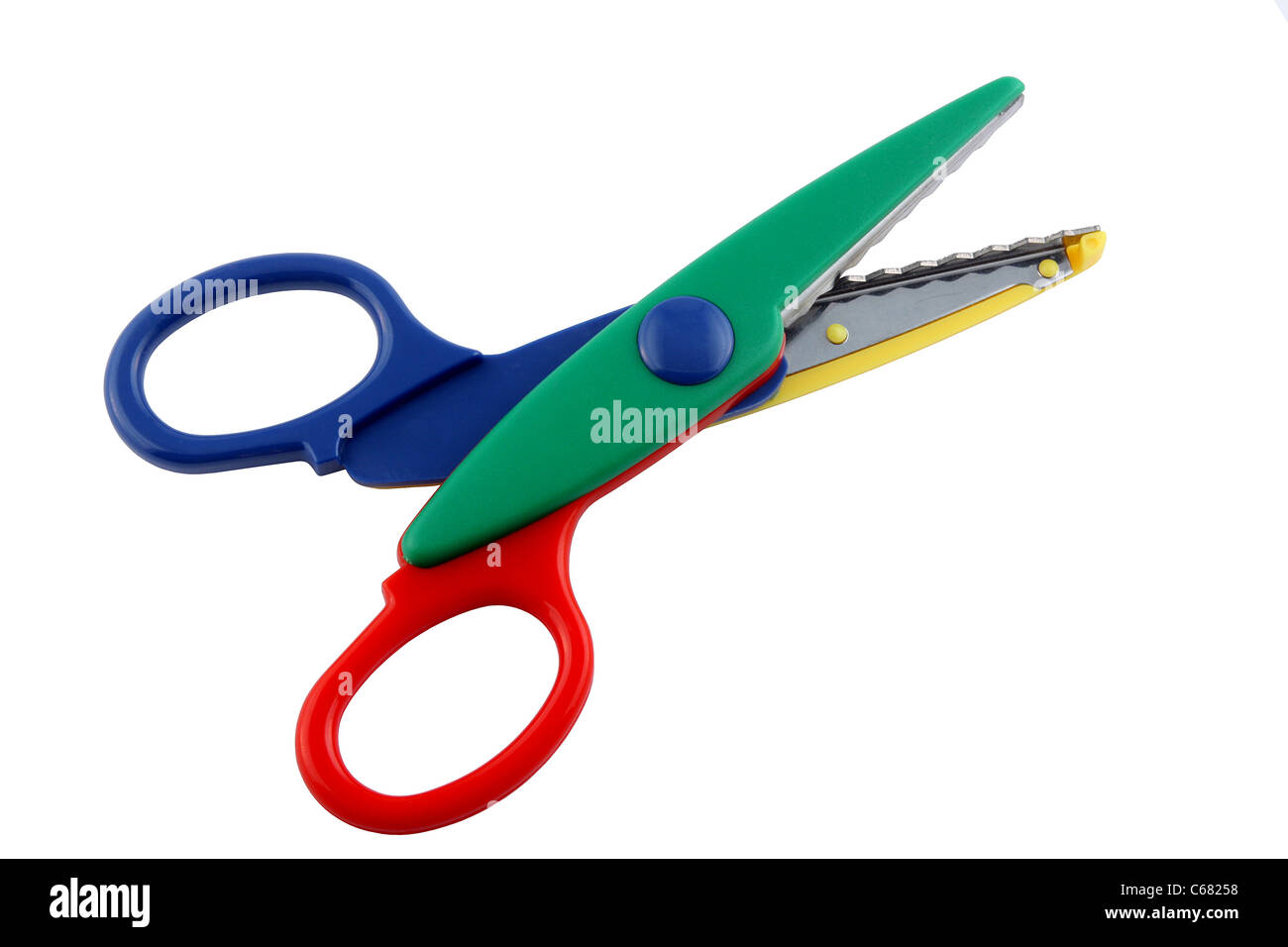 Colorful kids scissors isolated on white Stock Photo - Alamy