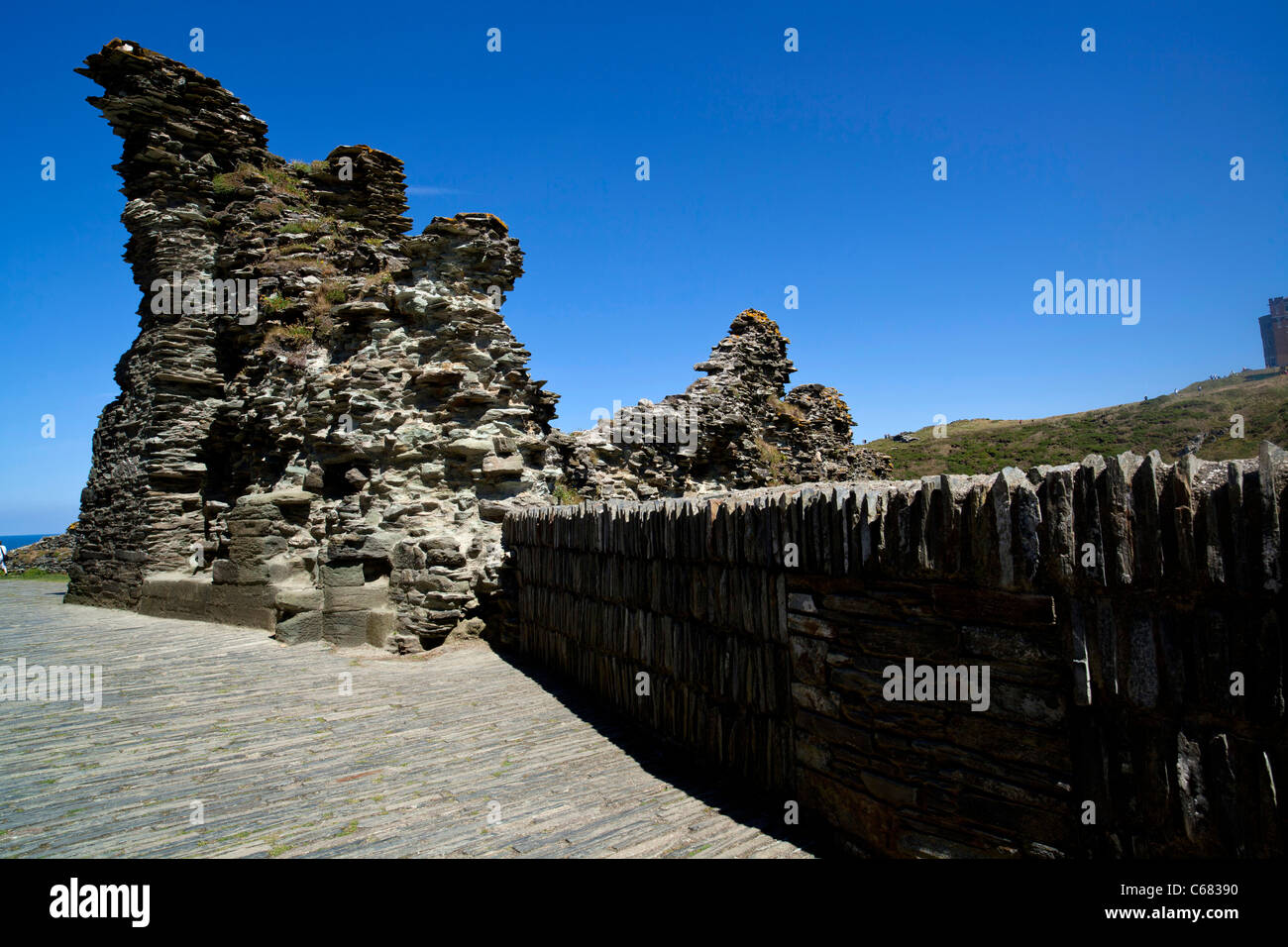 Remains of the castle Inner gate at Tintagel Cornwall UK Stock Photo ...