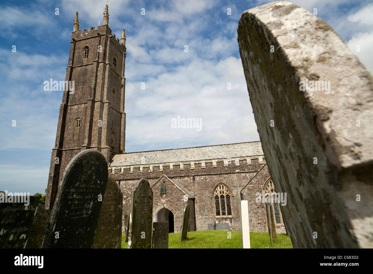 St Nectan's church near Hartland in North Devon. The 128ft tower is a ...