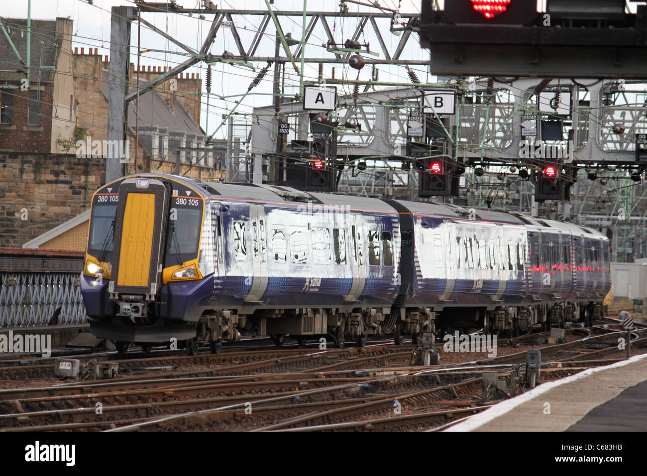 View of a new class 380 emu entering Glasgow central station seen on ...
