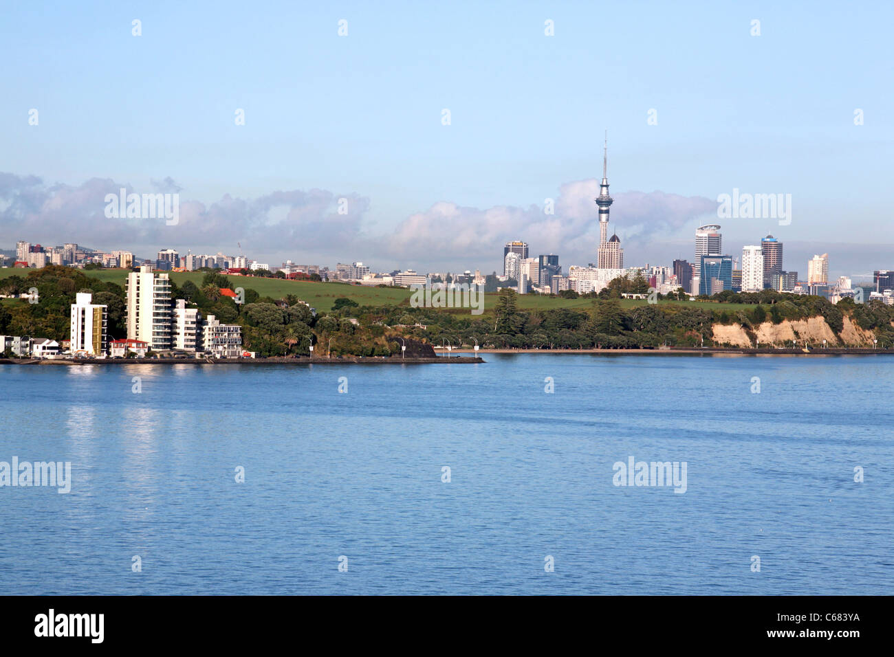 Mission Bay and Auckland city center viewed from St Heliers Stock Photo ...