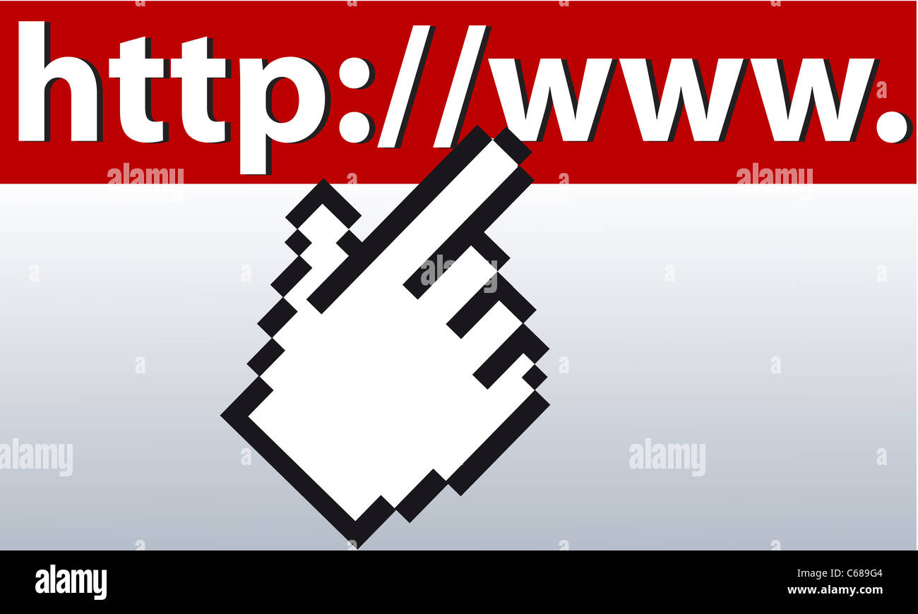Mousefinger on URL Stock Photo - Alamy