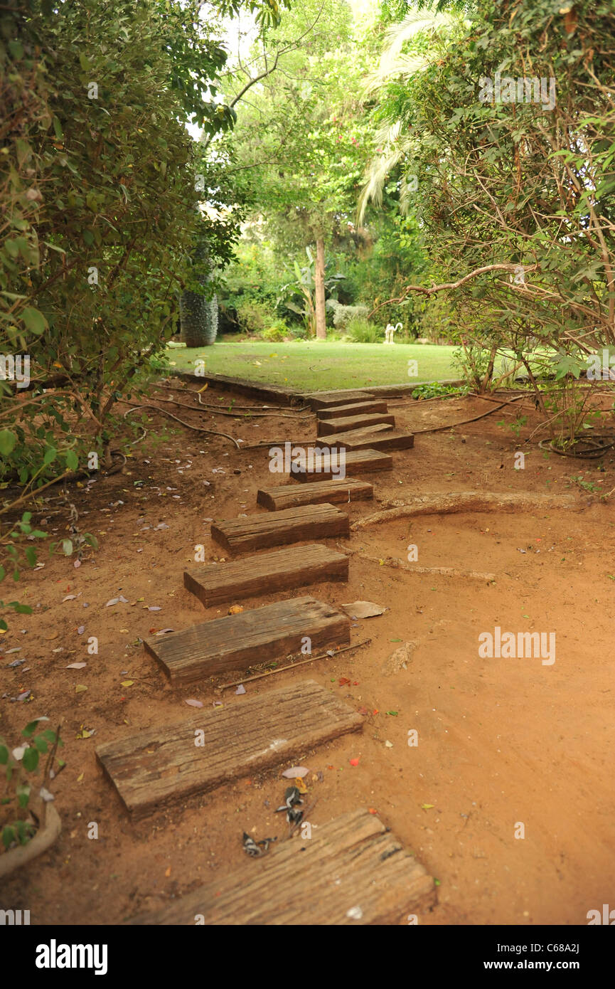 path garden with grass and trees Stock Photo - Alamy